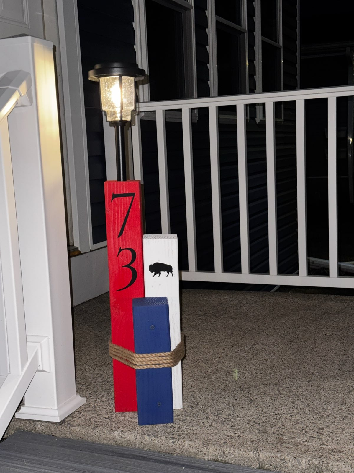 Custom Buffalo-Themed Address Post with Solar Light – Personalized Hou ...